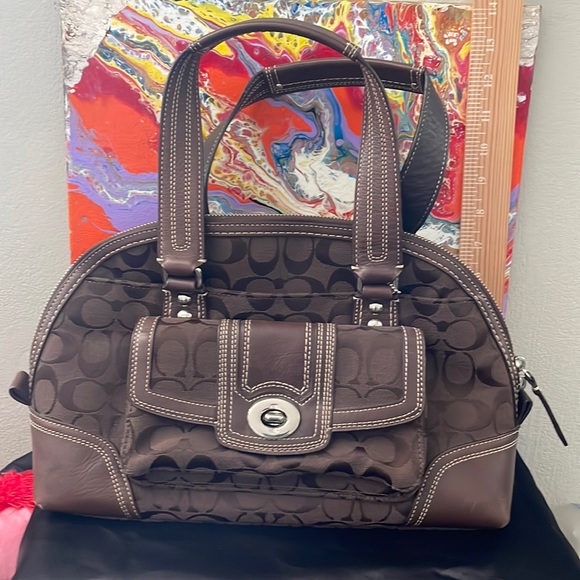 Coach | Bags | Coach Hampton Signature Collection Dark Brown | Poshmark